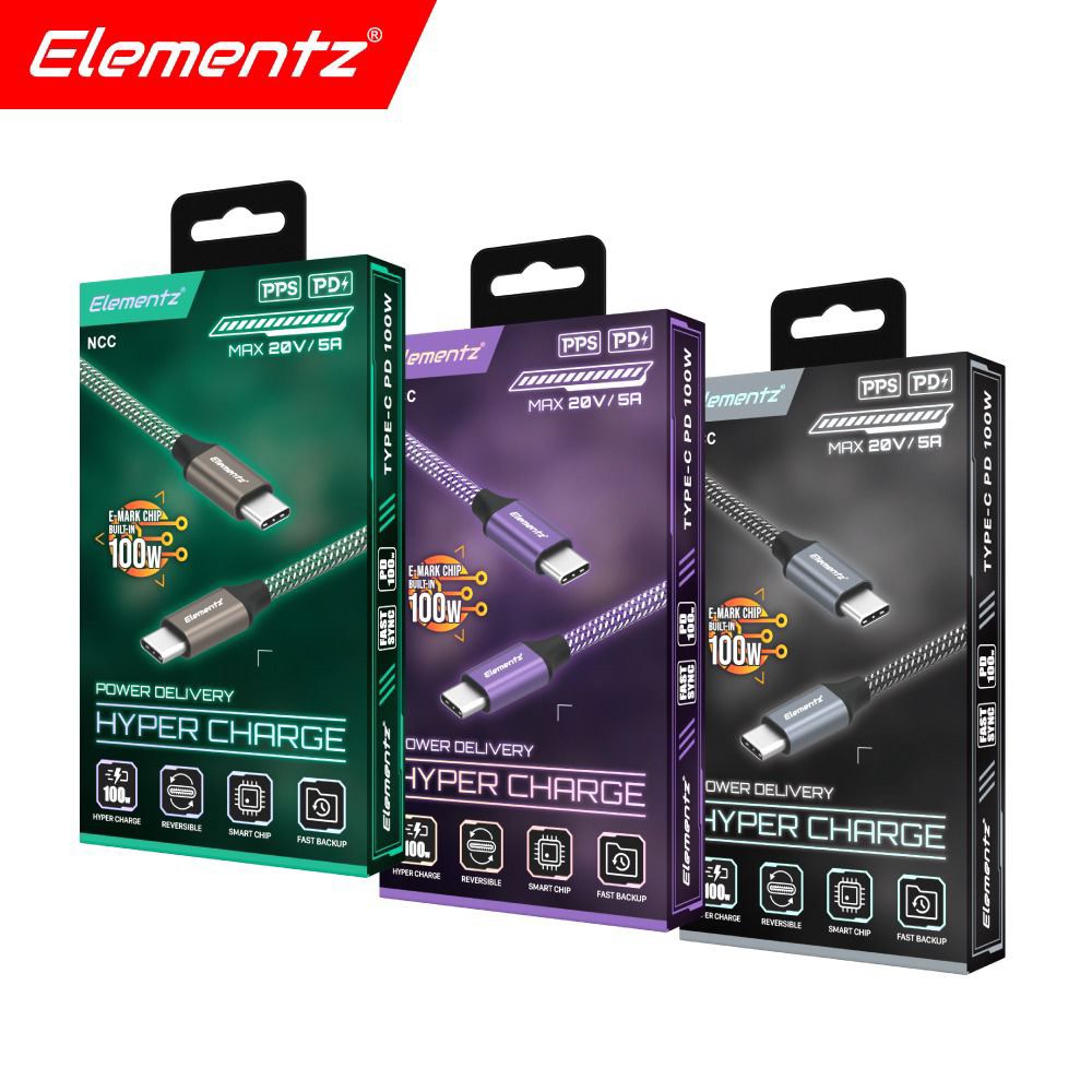 Elementz Model: NCC Series USB-C to C PD100W Cable, 手提電話, 電話＆平板電腦配件, 充電器及電線 - Carousell