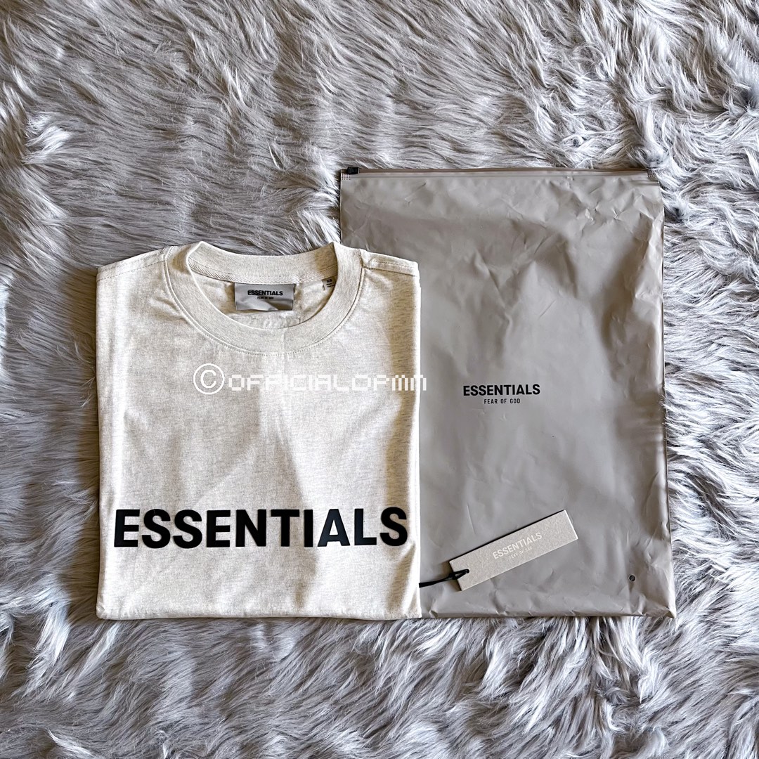 Essentials Front Logo SS20 Tee (Oatmeal), Men's Fashion, Tops & Sets ...