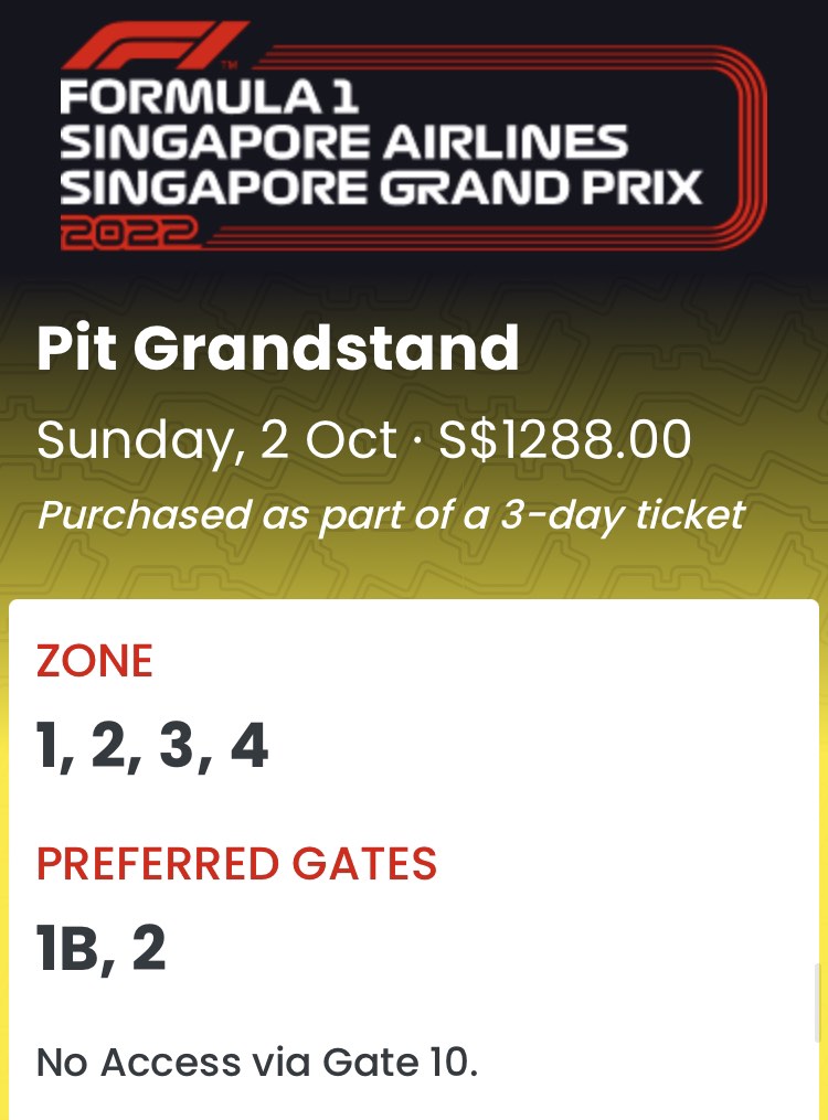 F1 Sunday PIT GRANDSTAND $888, Tickets & Vouchers, Event Tickets on ...