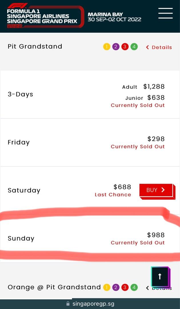 F1 Sunday PIT GRANDSTAND $888, Tickets & Vouchers, Event Tickets on ...