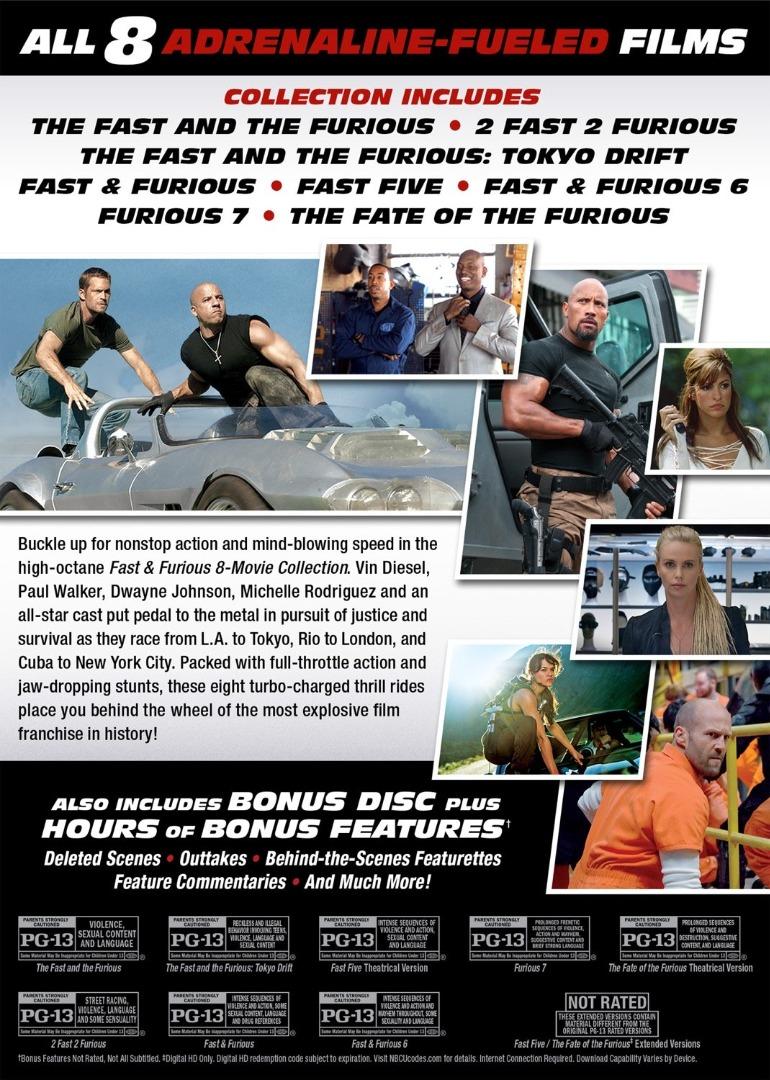 Fast & Furious 8-Movie Collection, Hobbies & Toys, Music & Media, CDs ...