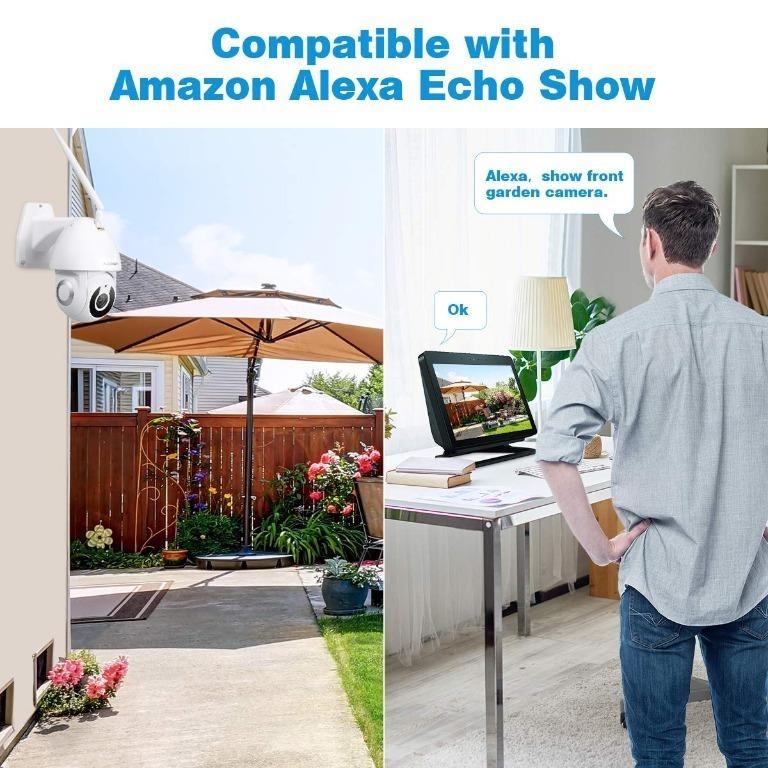 FLOUREON PTZ WiFi IP Camera Outdoor CCTV 1080P, Pan/Tilt, Two-Way Audio ...