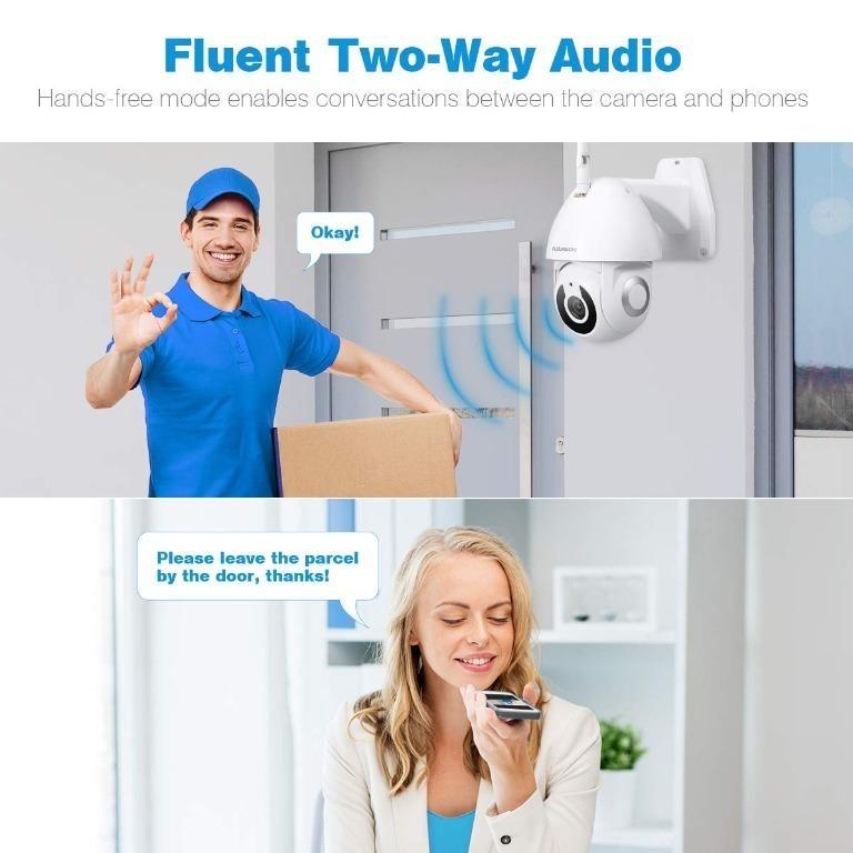 FLOUREON PTZ WiFi IP Camera Outdoor CCTV 1080P, Pan/Tilt, Two-Way Audio ...