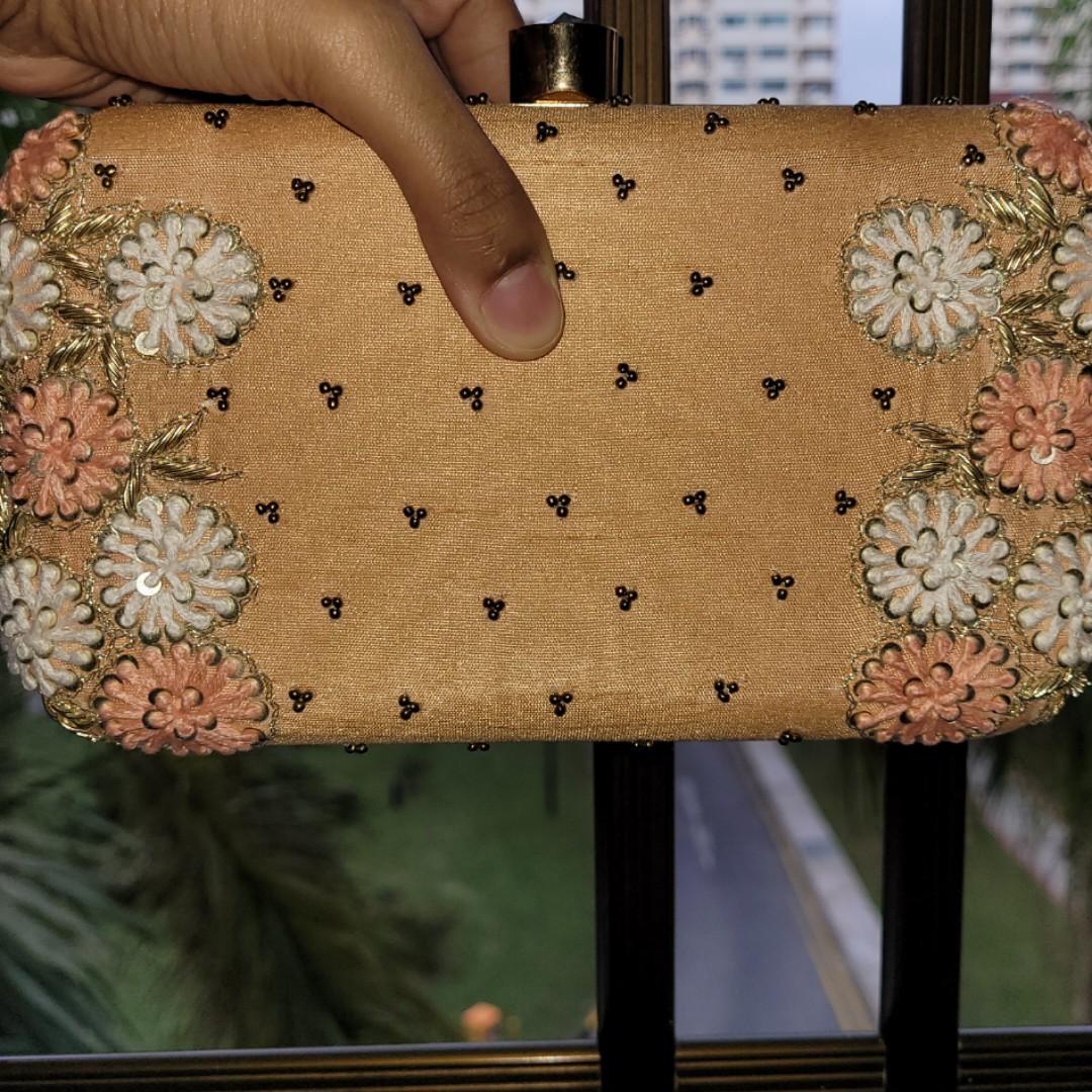 Handmade clutch with intricate thread and bead work, Women's Fashion ...
