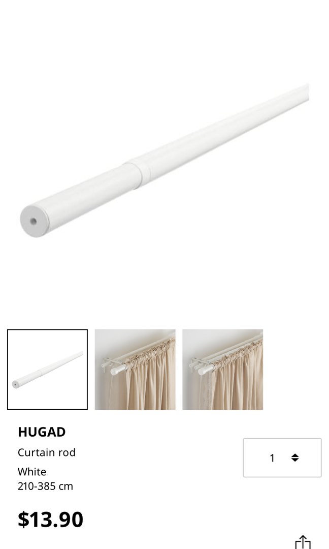 Ikea hugad curtain rod and raffig finials, Furniture & Home Living ...