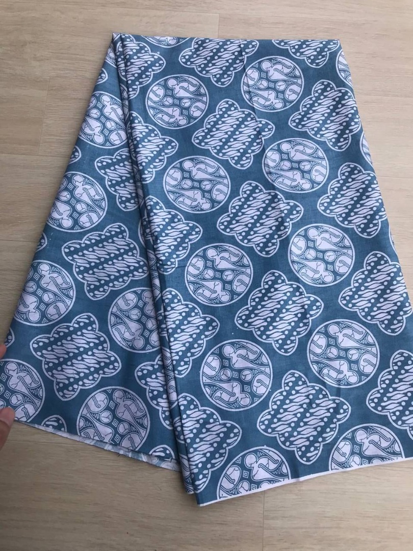 INDONESIA TRADITIONAL NEW PRINTED PASTEL BLUE BATIK JARIK - 01, Women's ...