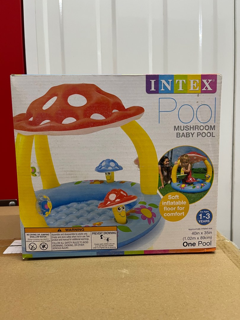 Intex Mushroom Inflatable Baby Pool, 40" X 35", for Ages 1-3, Babies ...