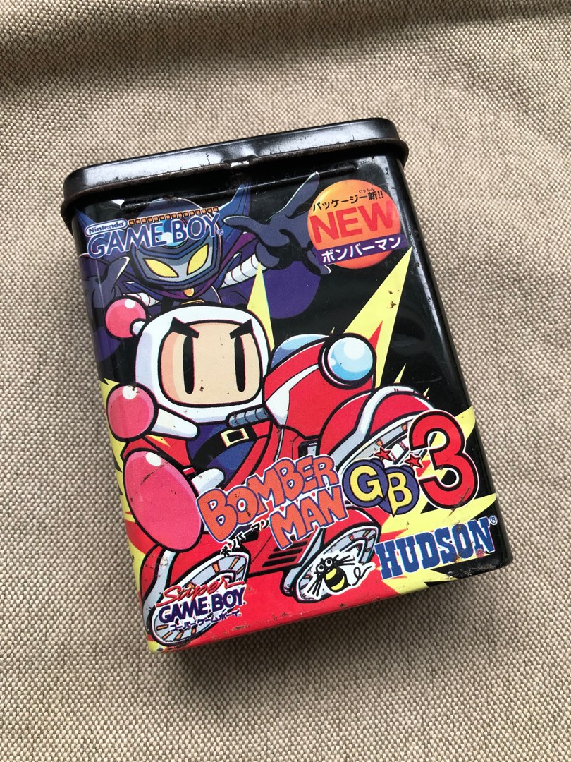 Japan Hudson Nintendo Game Boy GB Bomberman GB3 Tin Case Can Collectible Retro Game Cartridge ...