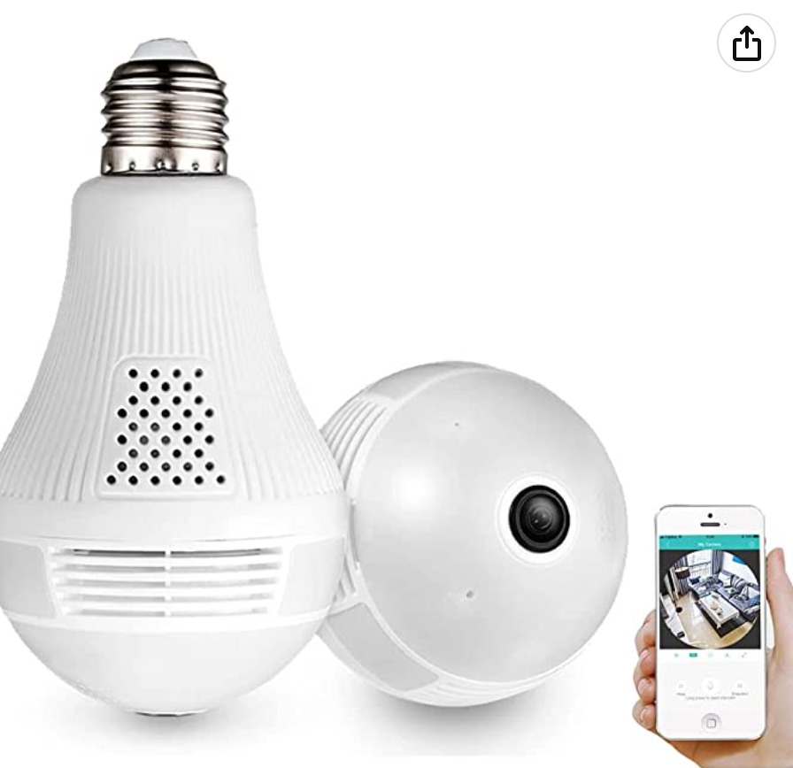 Lightbulb Panoramic Hidden Camera (P017), Furniture & Home Living ...