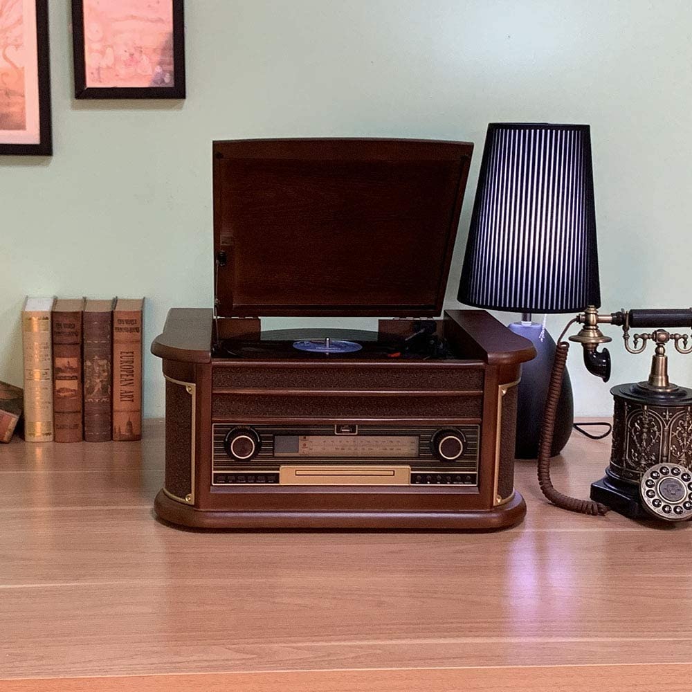 (Like New) Record Player of dl Vinyl Turntable Vintage Wood Bluetooth ...