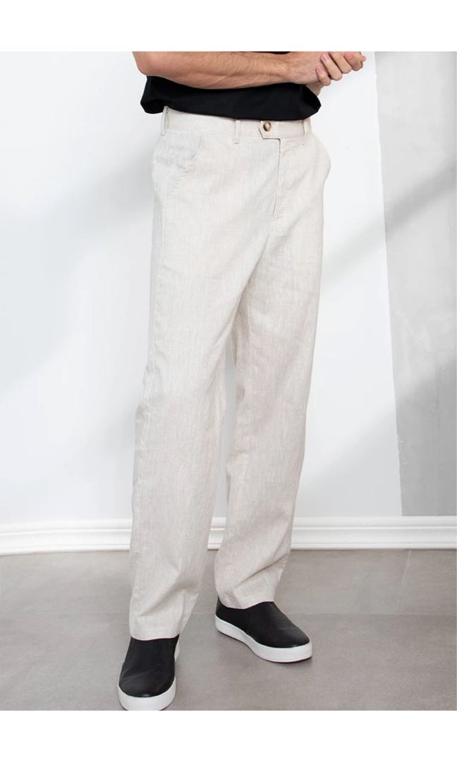Linen Long Pants, Men's Fashion, Bottoms, Trousers on Carousell