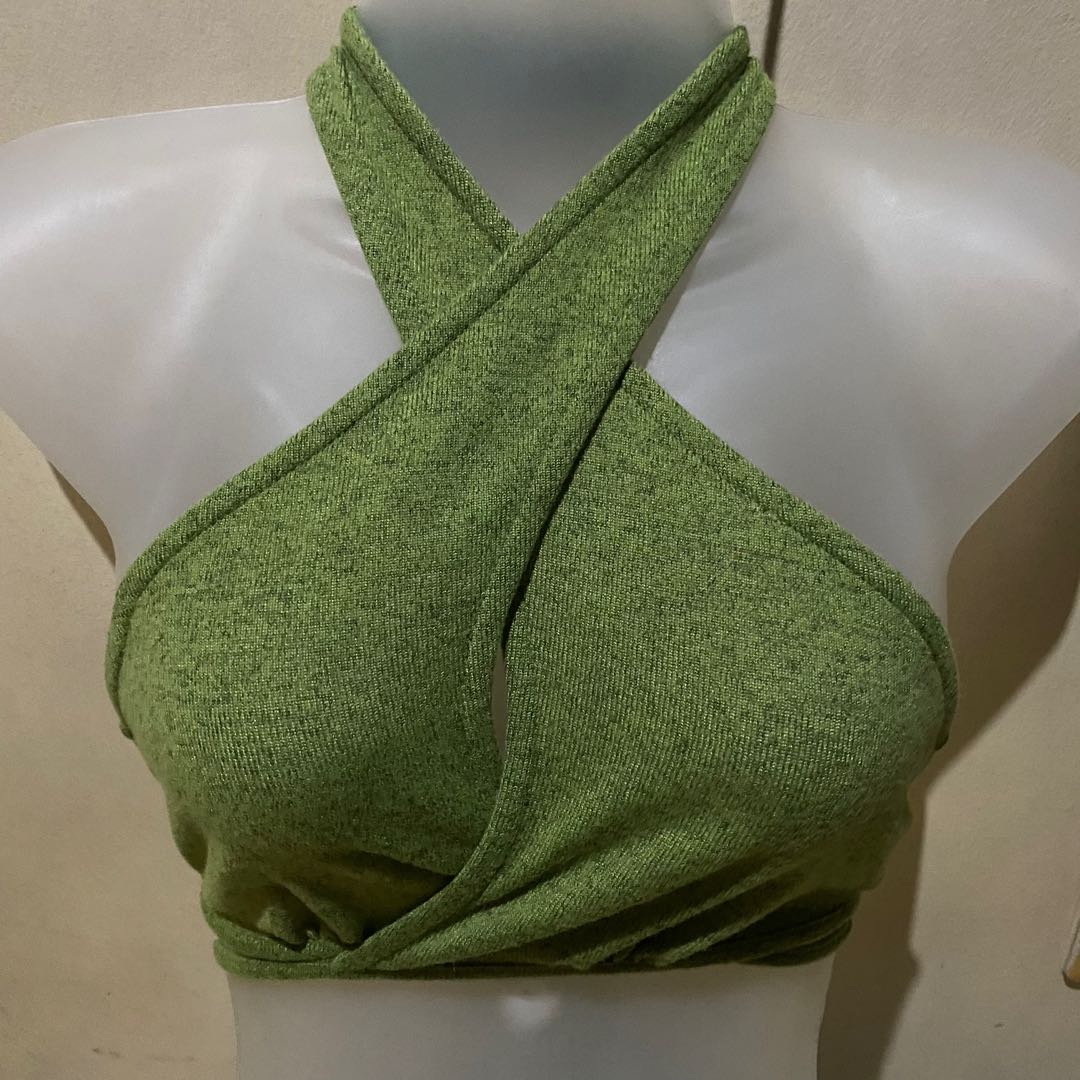 LOVITO Sexy Plain Criss Cross Halter Tank Tops, Women's Fashion, Tops ...