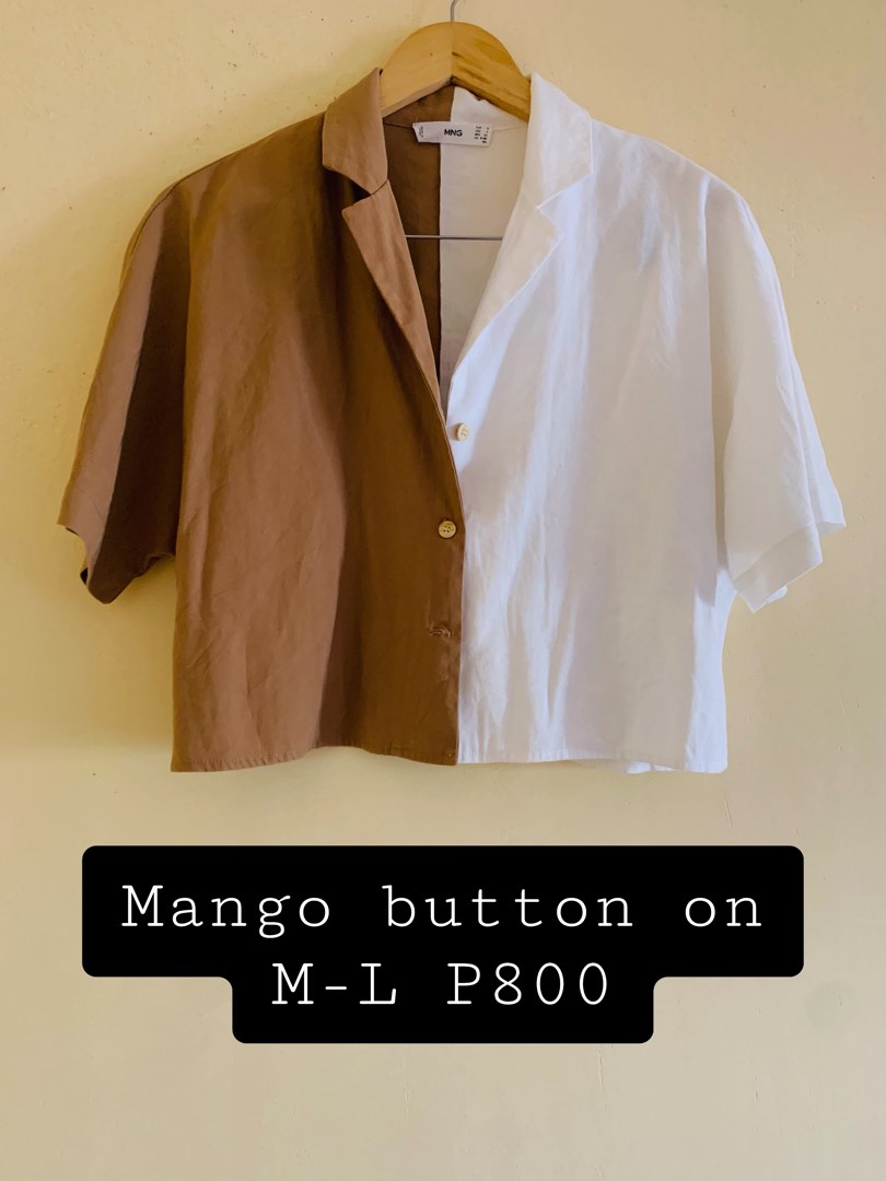 Mango button on, Women's Fashion, Tops, Blouses on Carousell