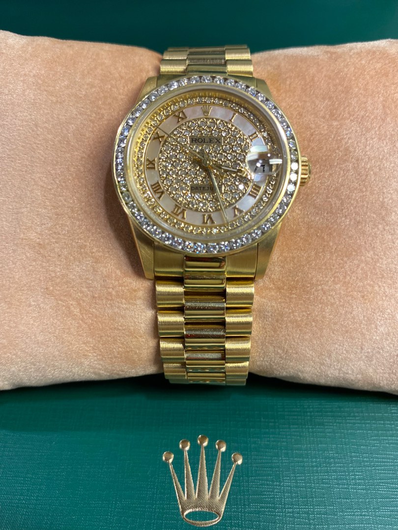 Men Rolex Full 18k Solid Gold Diamond 31mm 31 Seriously Mint Condition ...