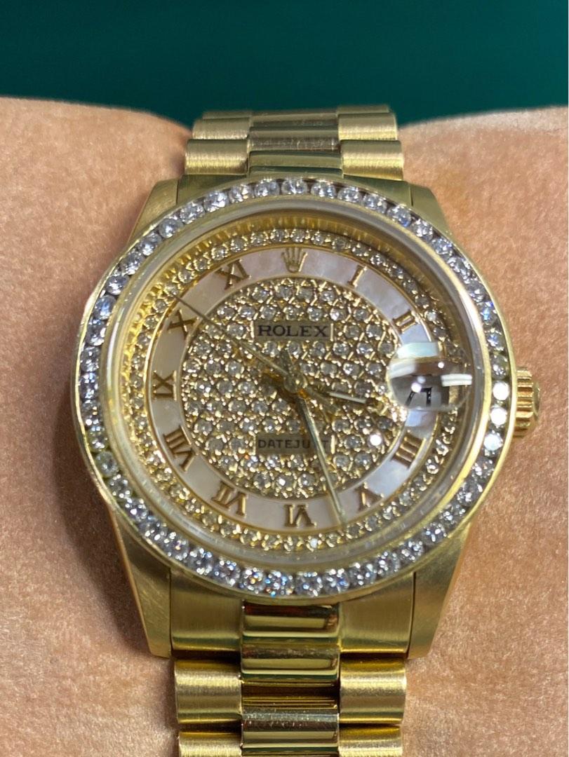 Men Rolex Full 18k Solid Gold Diamond 31mm 31 Seriously Mint Condition ...
