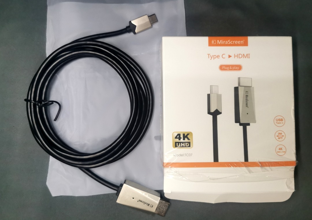 Mirascreen 4K 高清 HDMI Type C 手機駁電視 手機投影電視 全新, 手提電話, 電話及其他裝置配件, 充電器及電線 ...