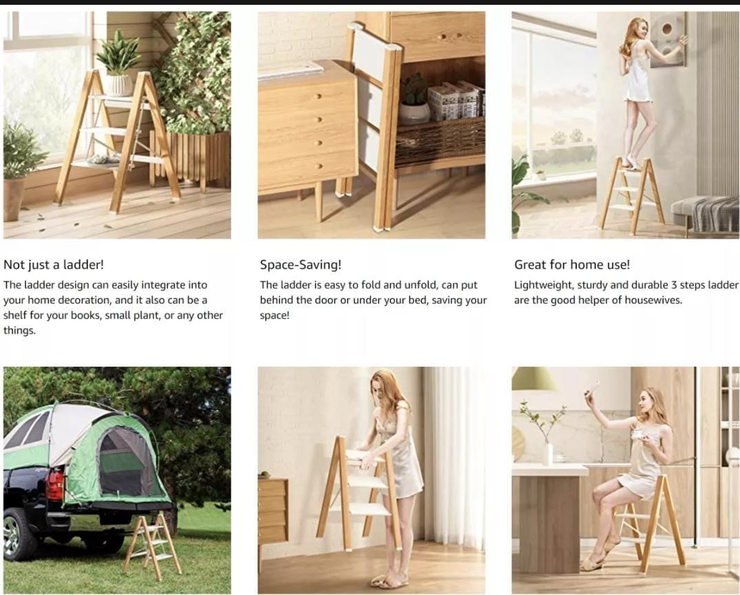 New home office warehouse 4 steps ladder wooden design ladder multi ...