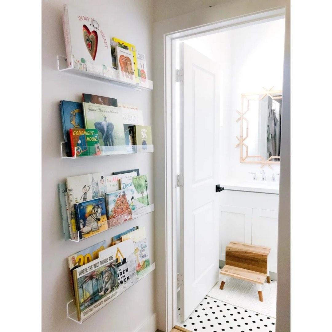 No-Drill Acrylic Bookshelves Floating Invisible See-Through Shelf Books ...