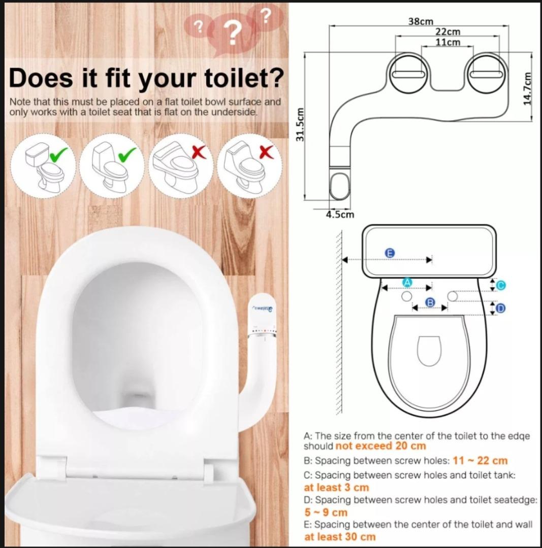 Non Electric Bidet Toilet Seat Attachment W Dual Nozzle Atalawa Aw5650