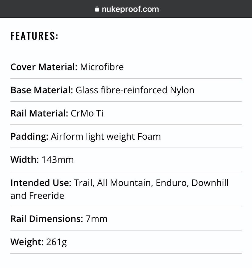 Nukeproof HZN Enduro mtb saddle, Sports Equipment, Bicycles & Parts ...