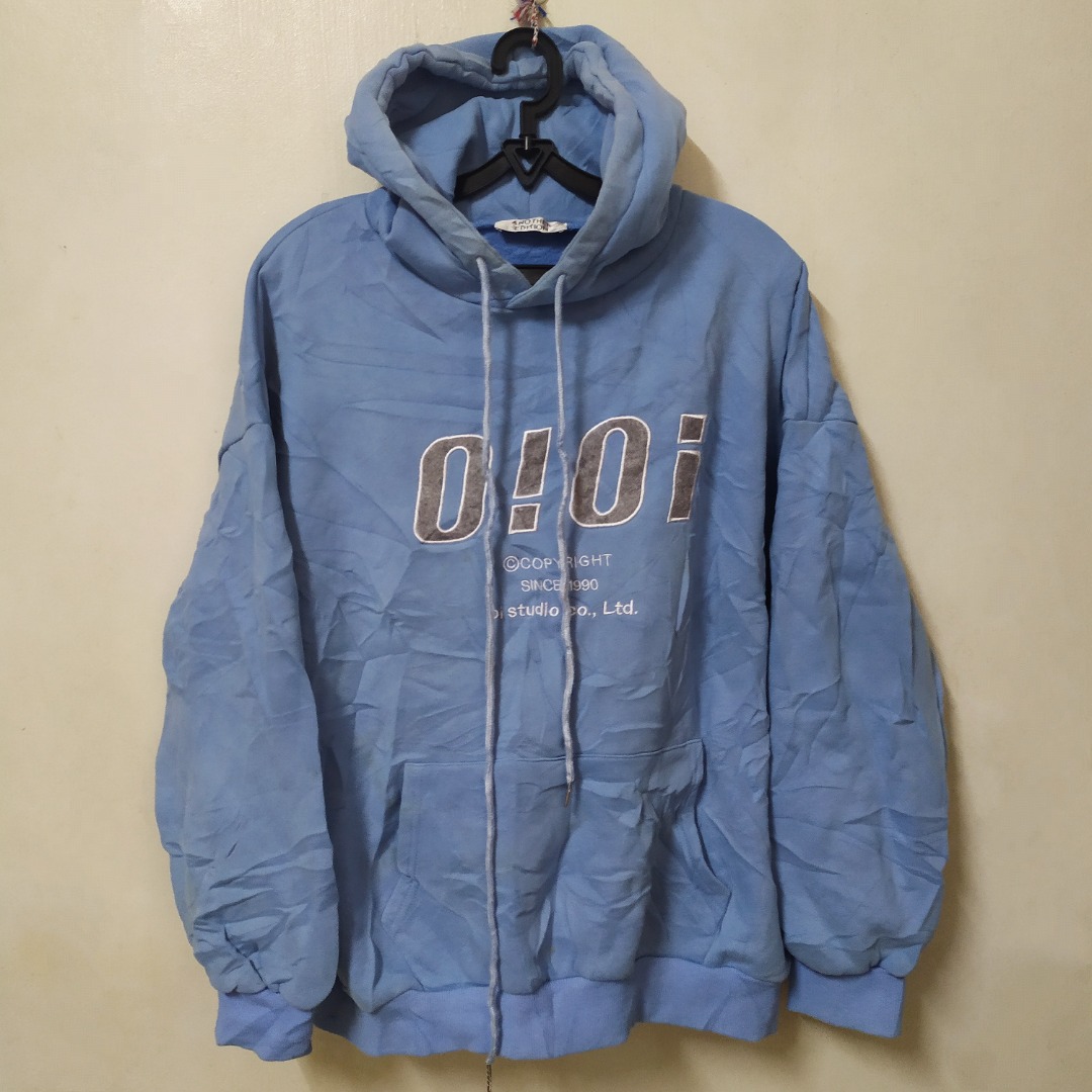OiOi Blue Embroidered Korean Hoodie Jacket, Men's Fashion, Coats ...