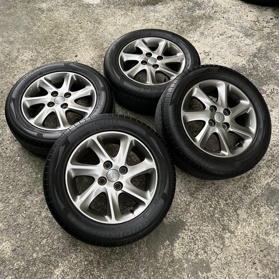 Original 14 inch sport rim Myvi SE tyre 70%, Auto Accessories on Carousell