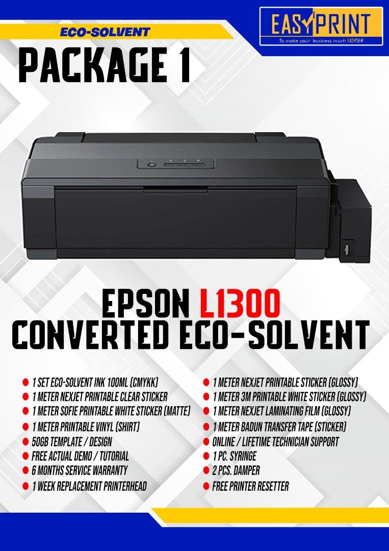 PACKAGE 1 EPSON L1300 CONVERTED TO ECO-SOLVENT., Computers & Tech ...