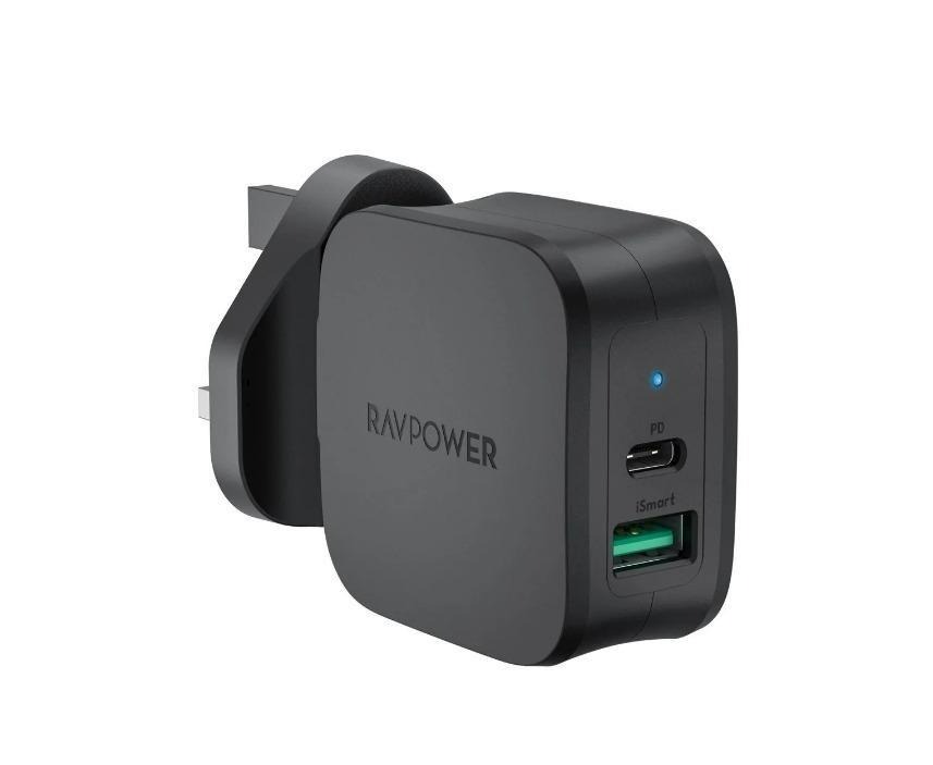 RAVPower AC Wall Charger 30W PD 2 Port UK Plug RP-PC144, Black, Mobile Phones & Gadgets, Mobile ...