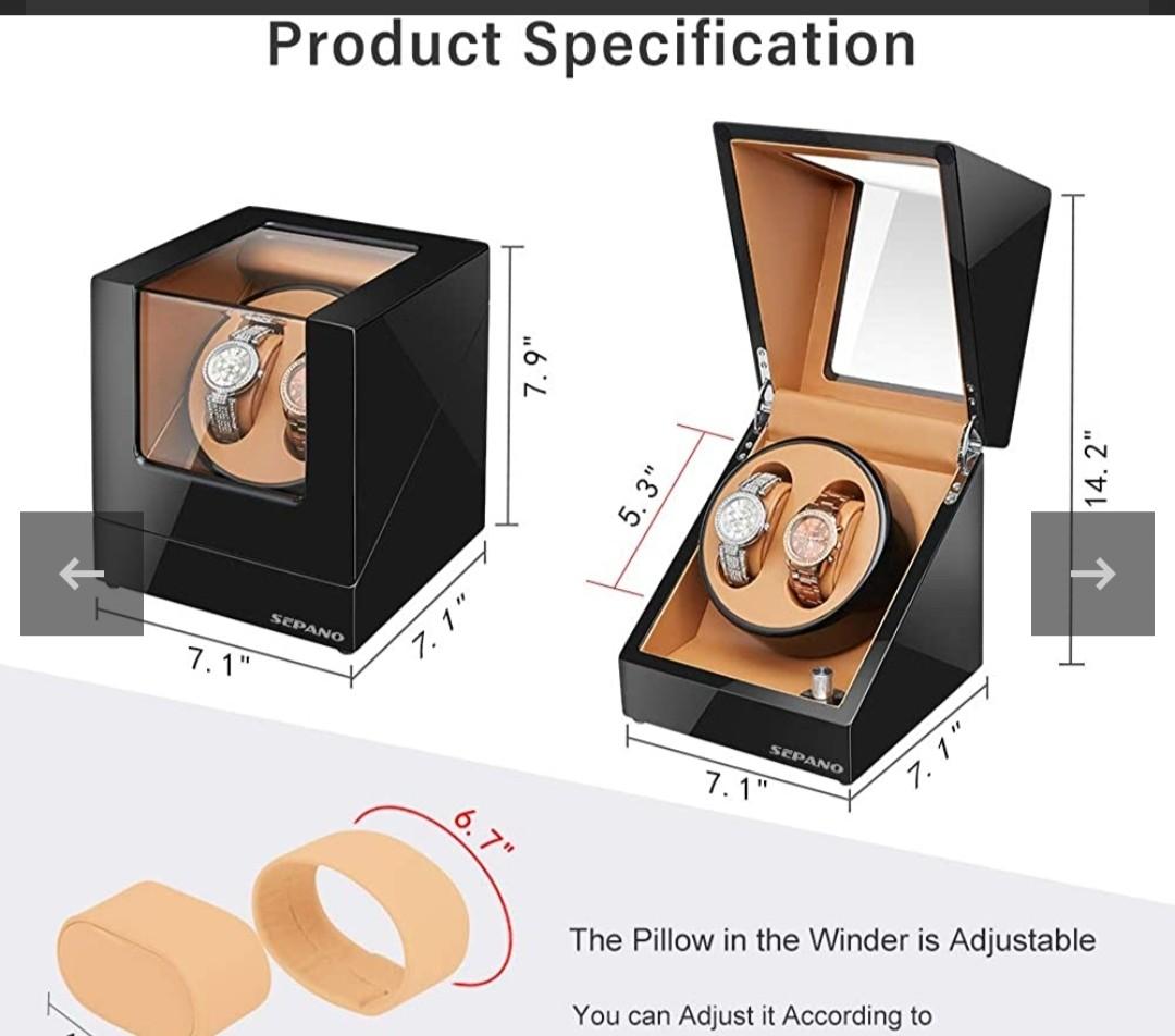 Sepano Automatic Double Watch Winder - Wooden Self Winding Watch Box ...