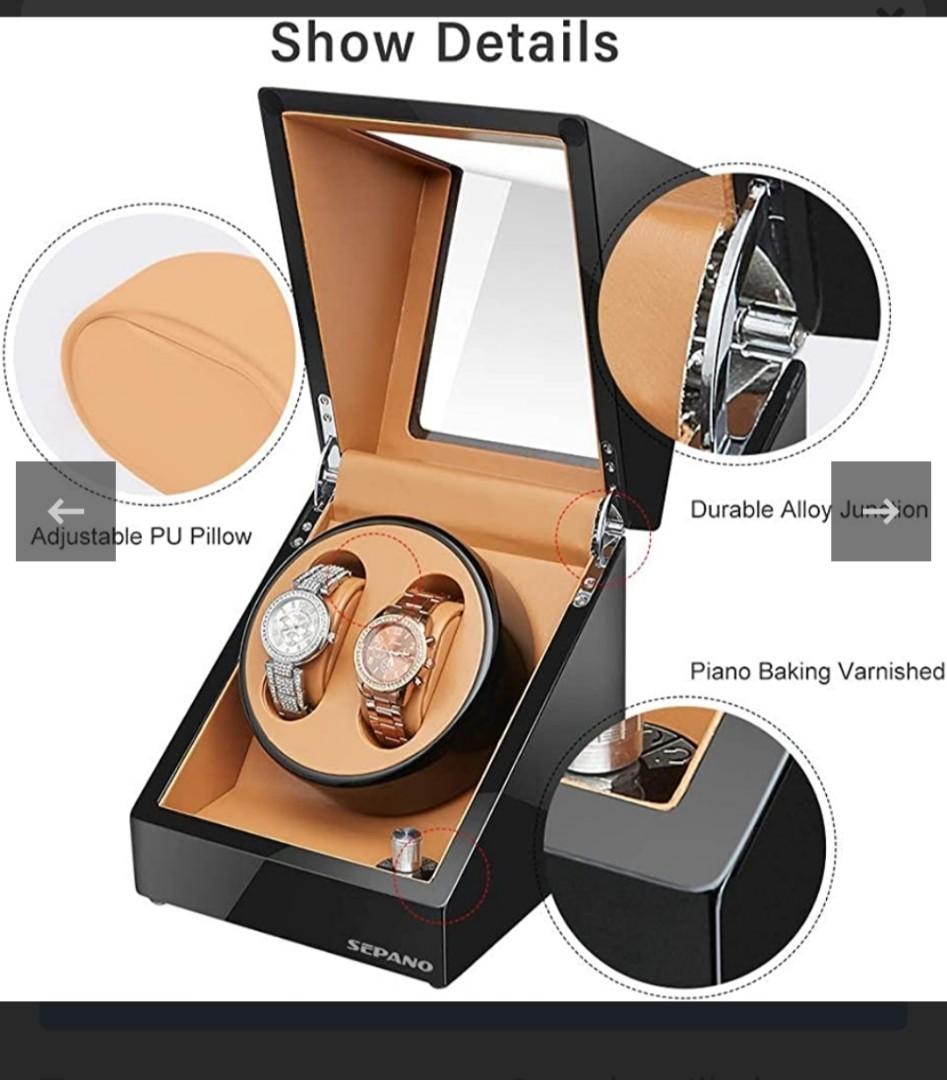 Sepano Automatic Double Watch Winder - Wooden Self Winding Watch Box ...