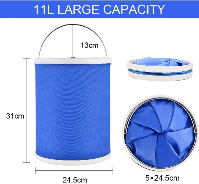 [sg stock] Collapsible Oxford Bucket 11L Foldable with Metal Handle for ...