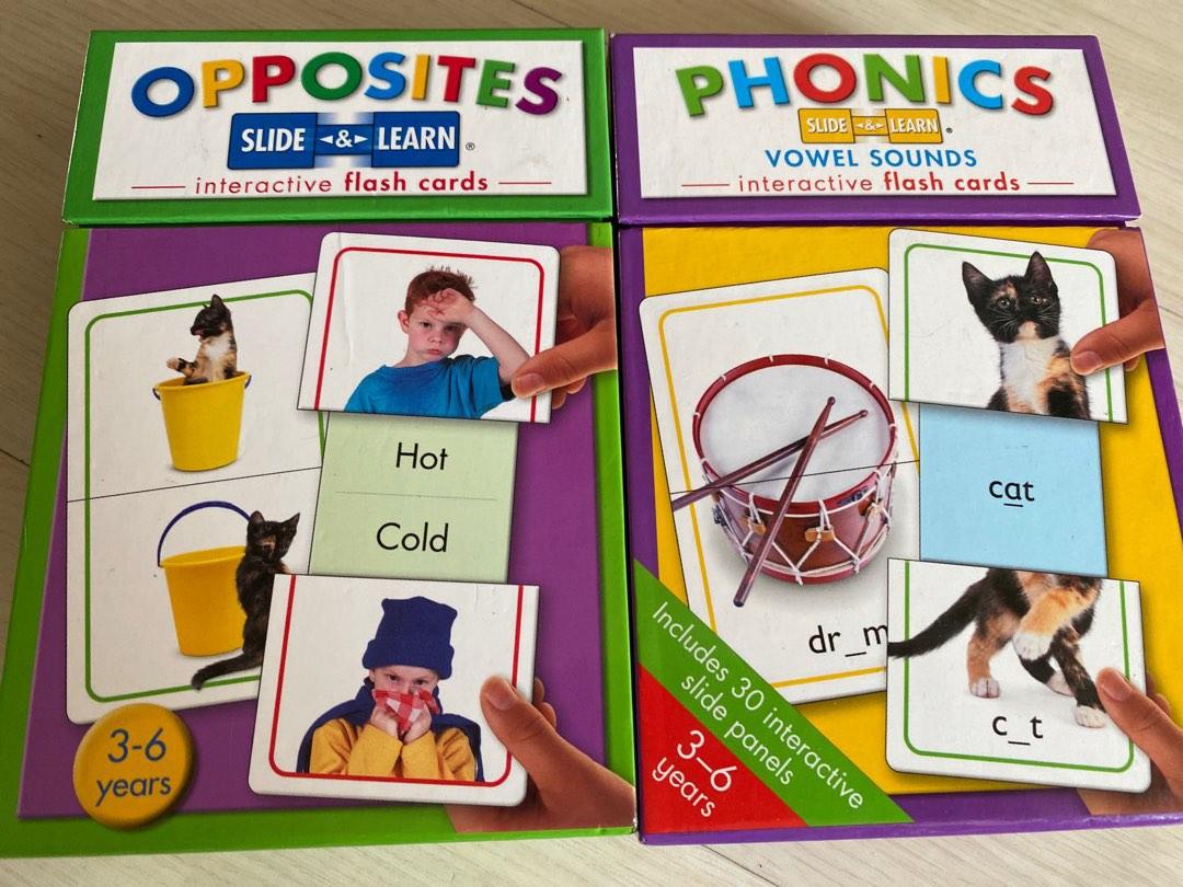 Slide & Learn Flash Cards - Opposites, Phonics, Hobbies & Toys, Books ...