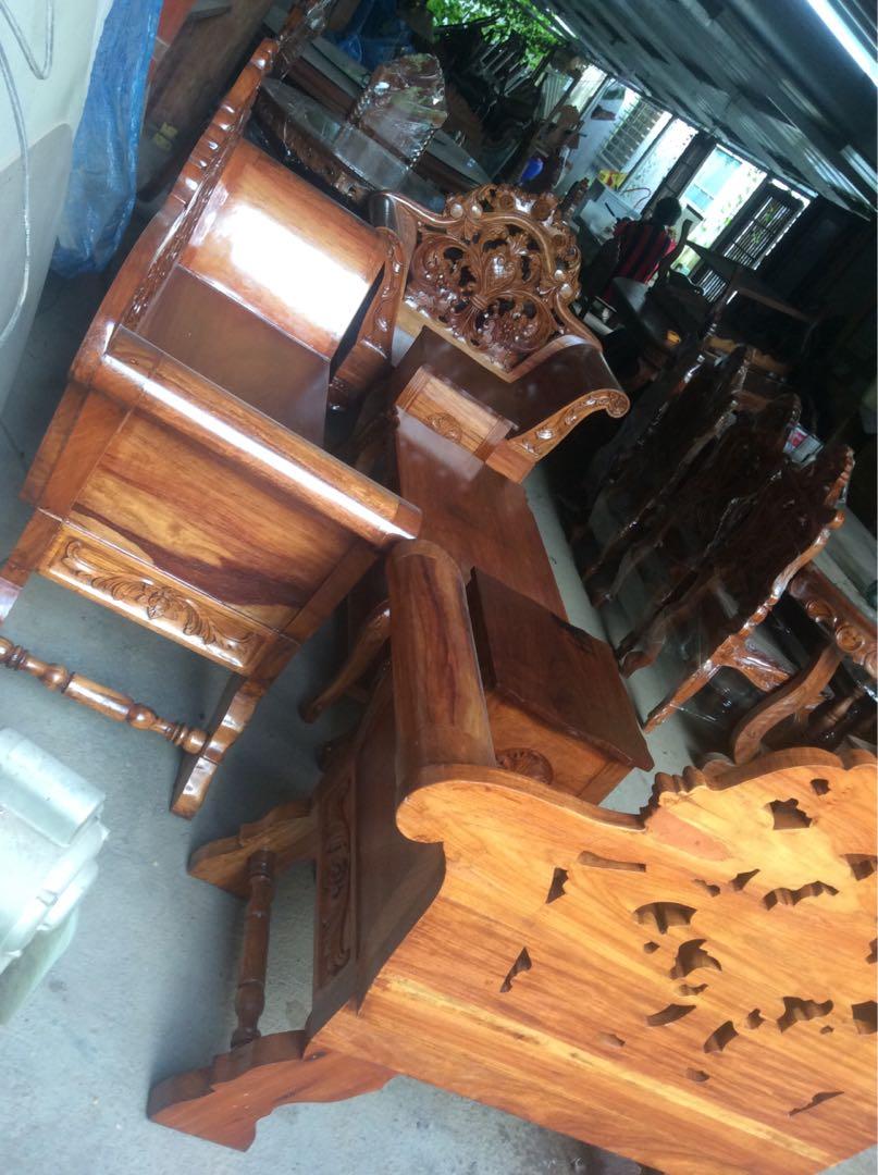 solid narra cleopatra sala set, Furniture & Home Living, Furniture ...