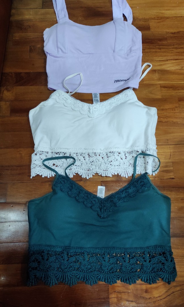 Spaghetti tube crop top/ Bra top with in-built padding, Women's Fashion ...