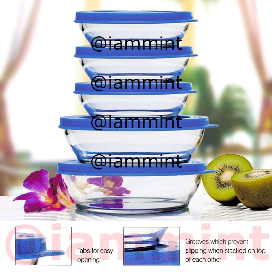 Tupperware 410 ml and 750 ml Clear N Pure Elegant Slimline Clear Bowl Container Set of 5 ...