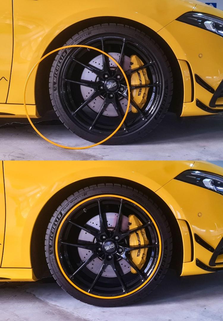Tyre Wheel Rim Protector Yellow Ring (Aluminium Metal Alloy), Car ...
