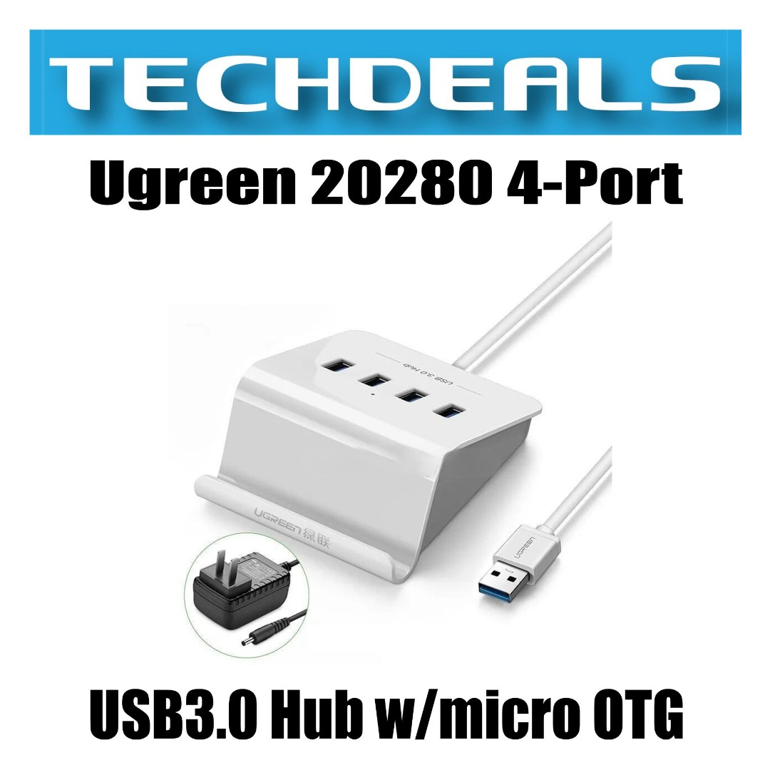 Ugreen 20280 4-Port USB3.0 Hub w/micro OTG, Computers & Tech, Parts ...