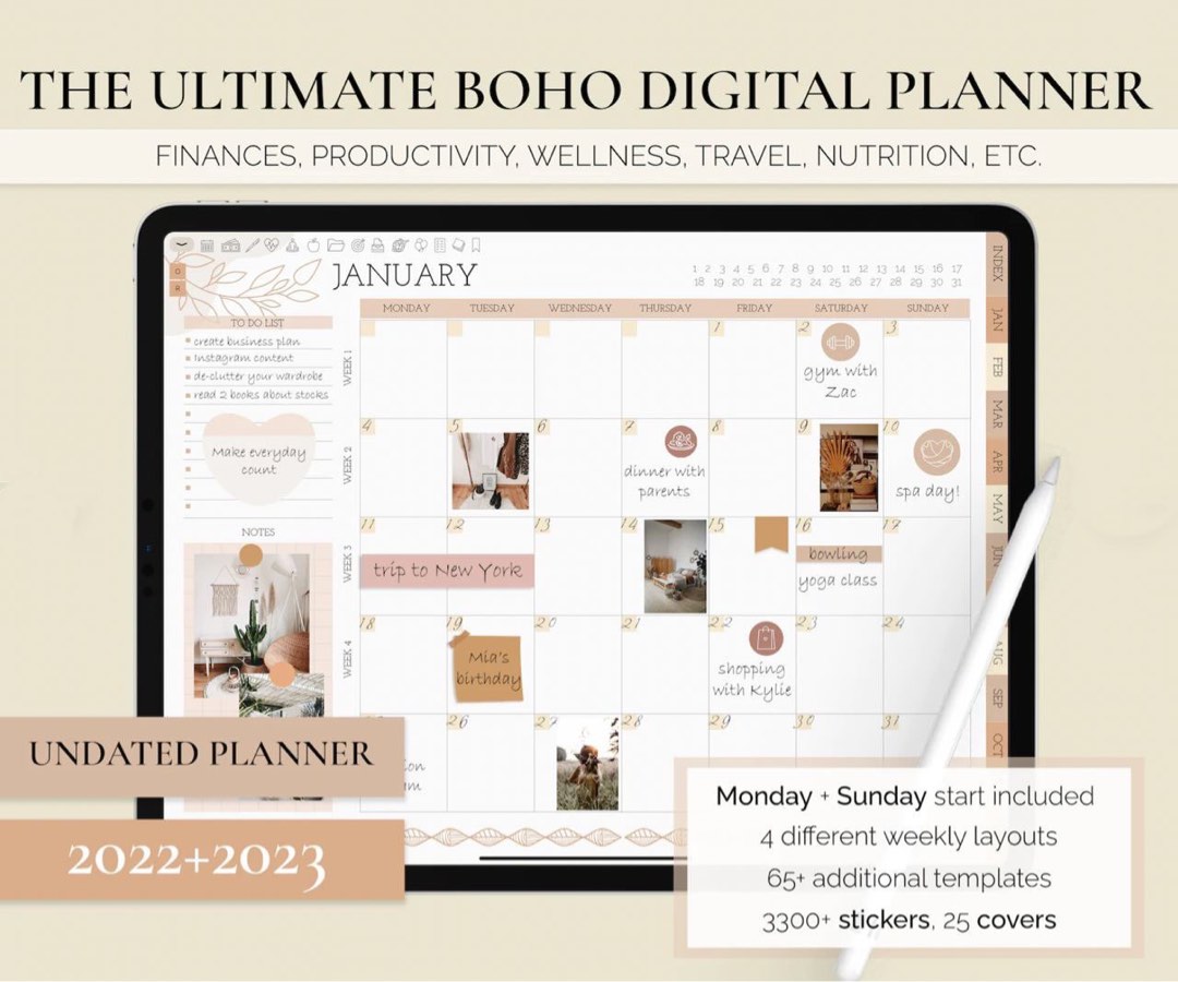 Ultimate Digital Planner 2022/2023 Monthly Weekly Daily Planner, IPad ...