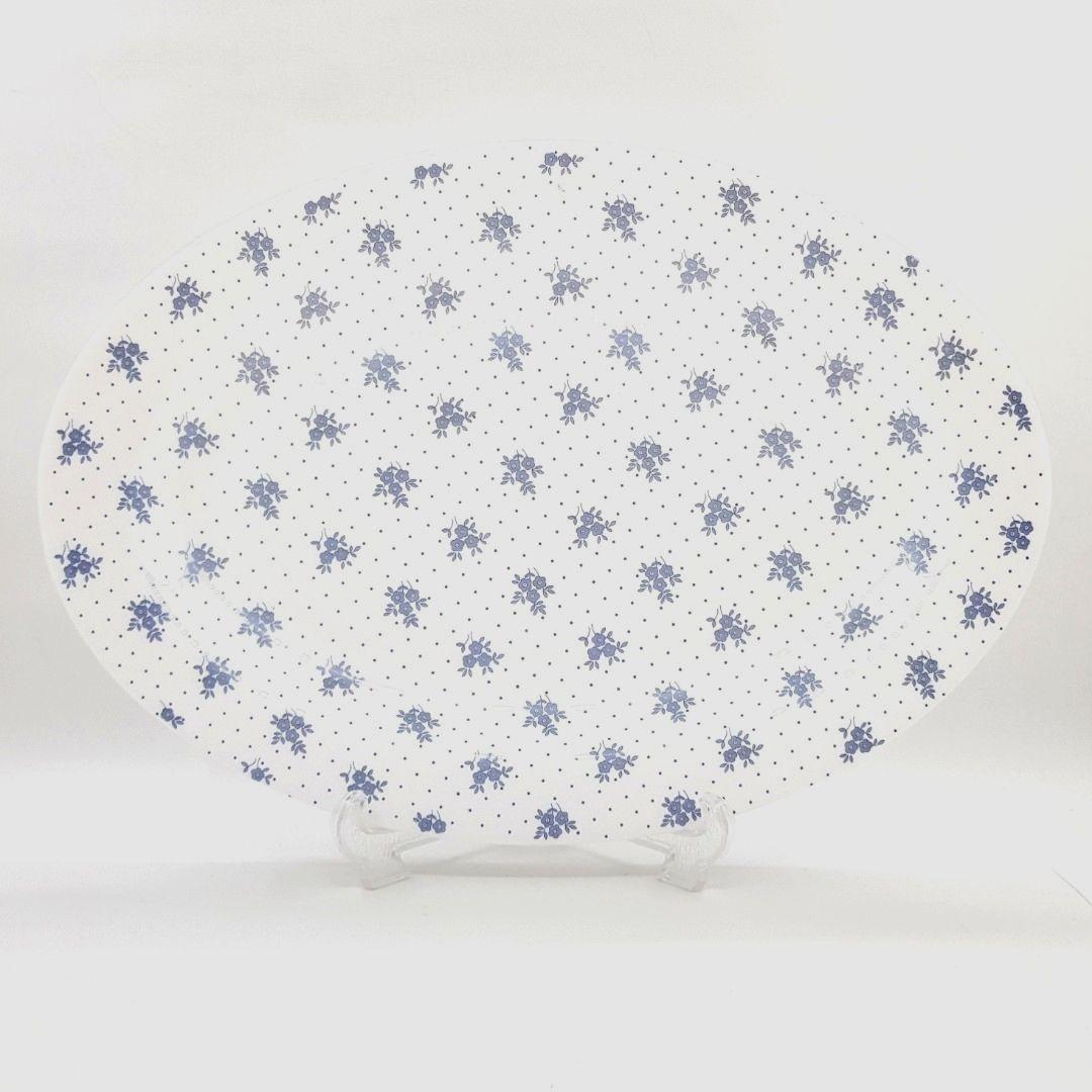 Vintage Arcopal blue flower milk glass platter serving dish France ...