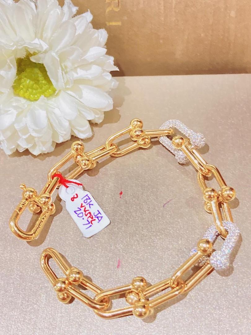 YEllow gold HW with Stone Bracelet 18k Gold, Women's Fashion, Jewelry ...