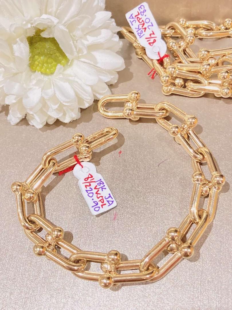YEllow gold HW with Stone Bracelet 18k Gold, Women's Fashion, Jewelry ...