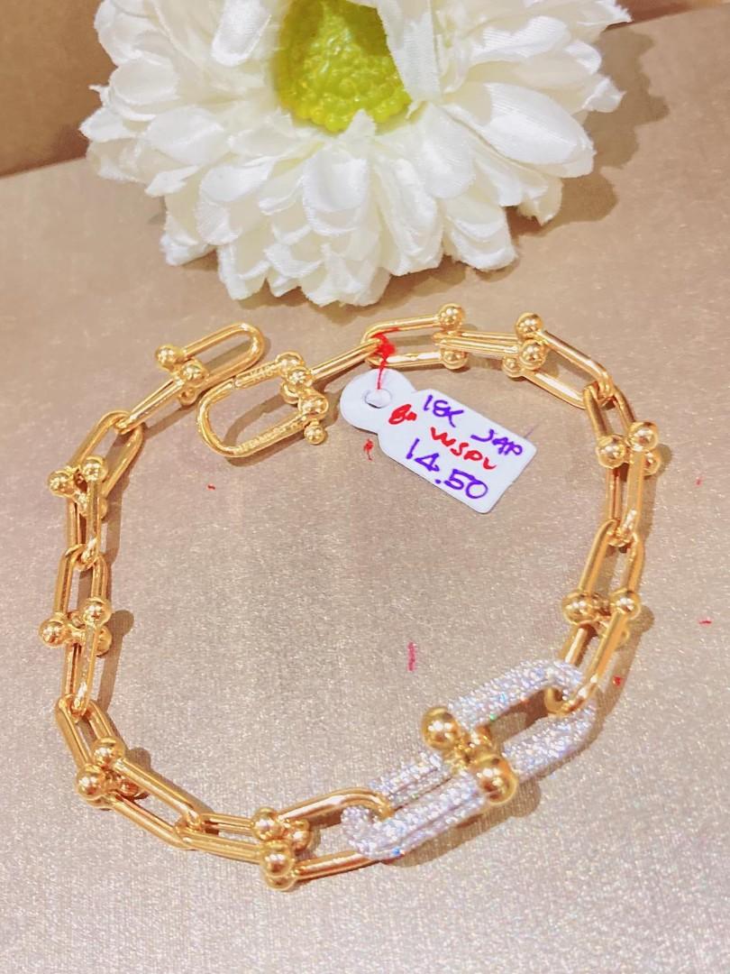 YEllow gold HW with Stone Bracelet 18k Gold, Women's Fashion, Jewelry ...
