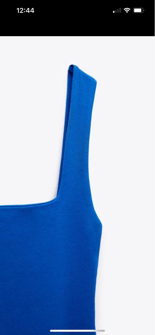Zara square-cut neckline midi dress, Women's Fashion, Dresses & Sets ...