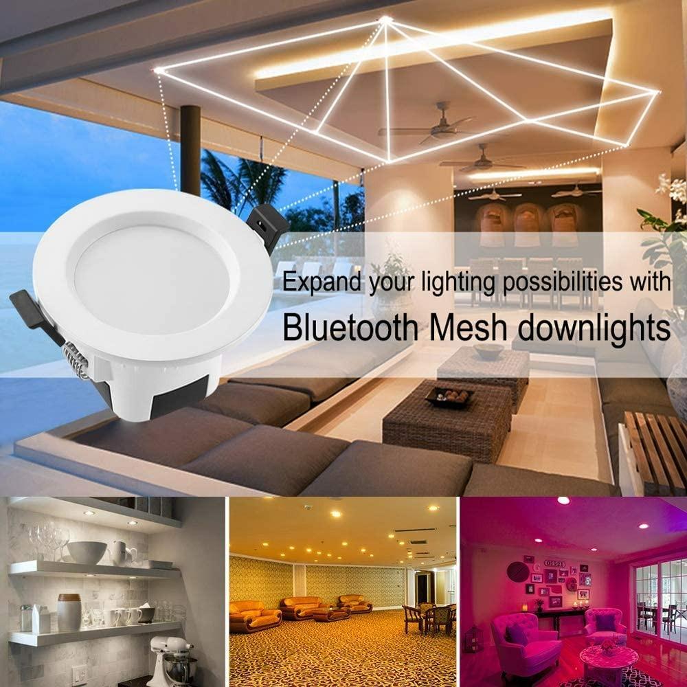 1006) Sumaote 5W Wireless Bluetooth Controlled Recessed RGBWC 5 in 1 LED Downlight Kit for ...