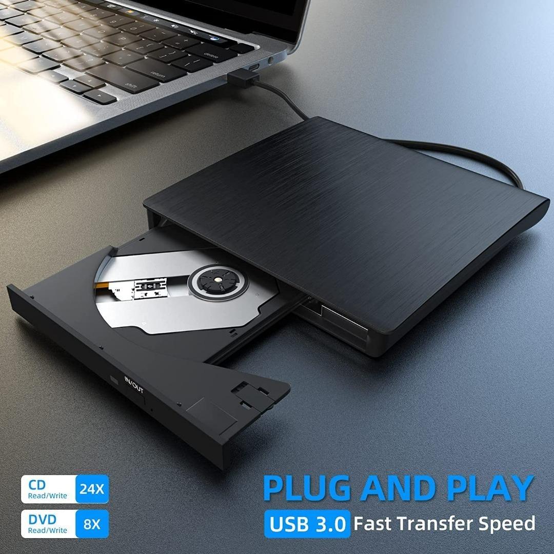 [1464] External DVD CD pop out external drive, USB 3.0 with free USB C ...