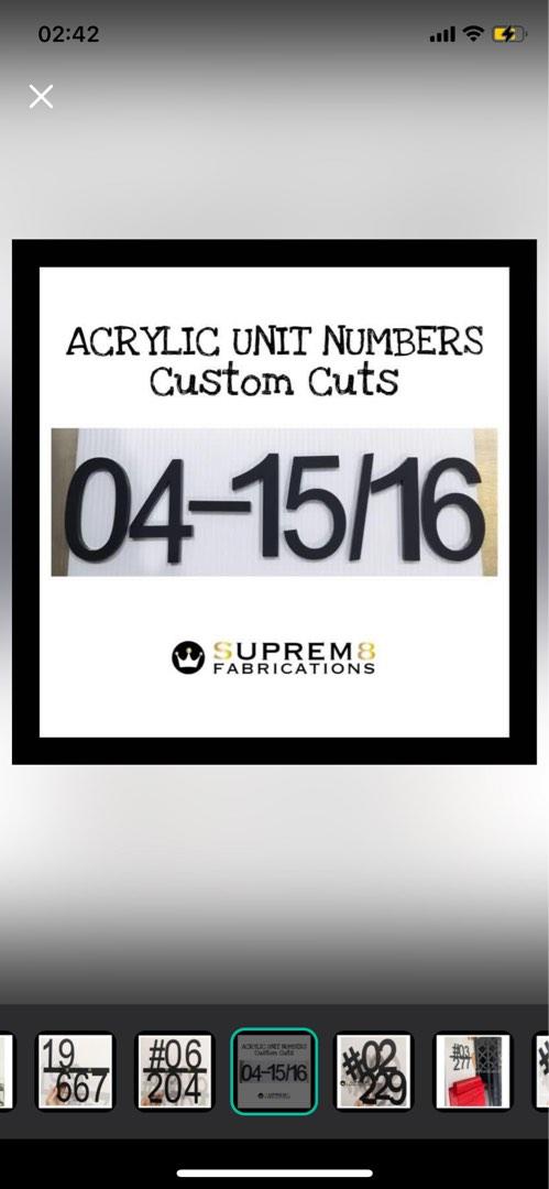 Acrylic unit signage, Furniture & Home Living, Home Decor, Other Home ...