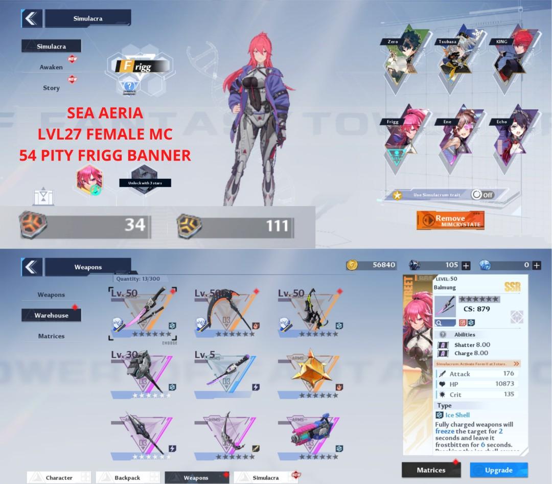 AERIA FRIGG TOWER OF FANTASY ACCOUNT, Video Gaming, Video Games, Others ...