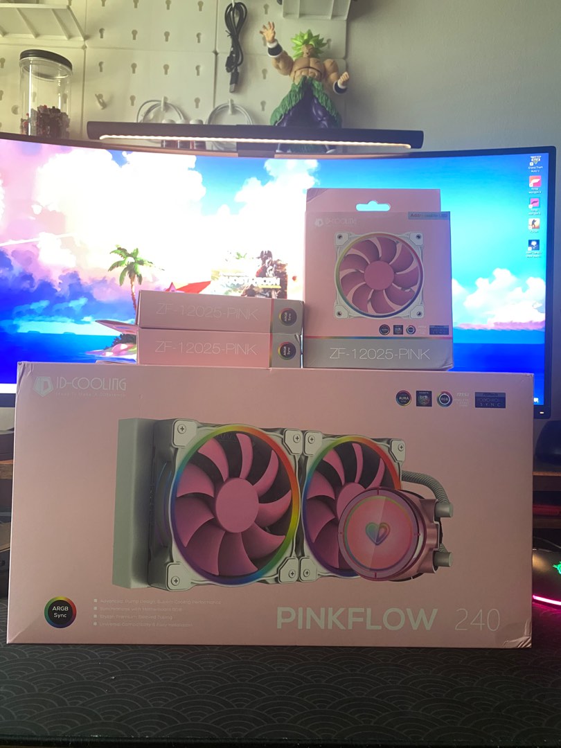 AIO ID-Cooling PinkFlow 240 & ID-Cooling Pink Fan x3, Computers & Tech ...