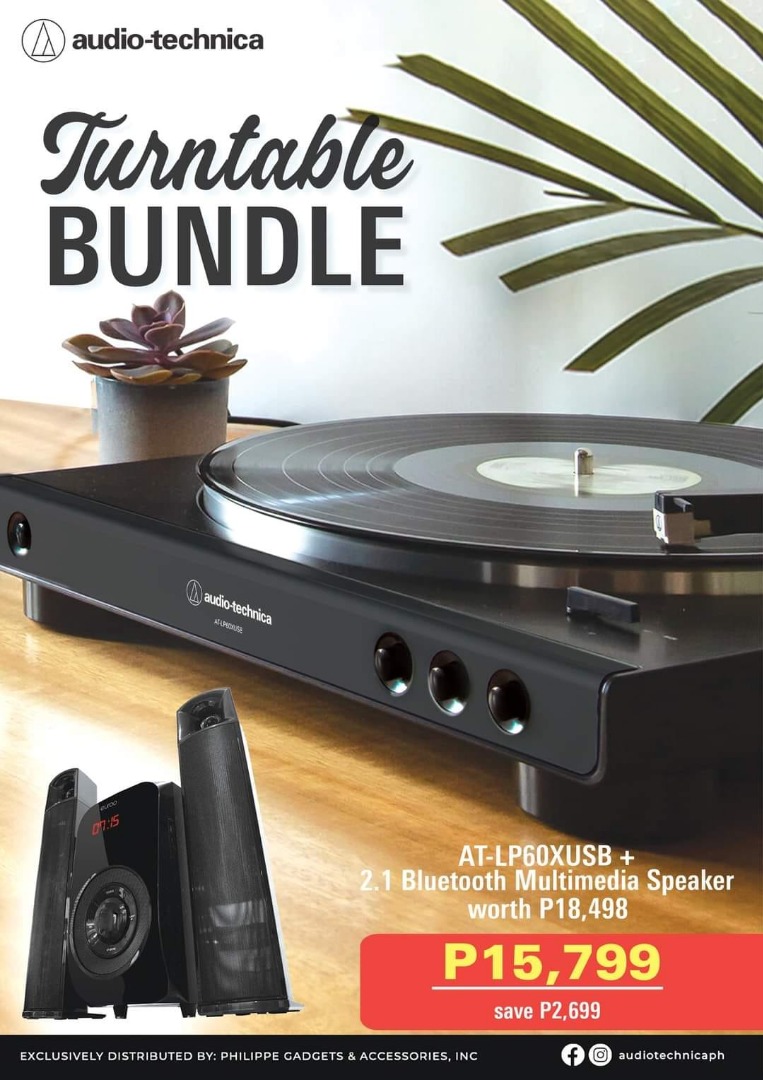 Audiotechnica Turntable Bundles AT-LP60XUSB with a 2.1 Bluetooth ...
