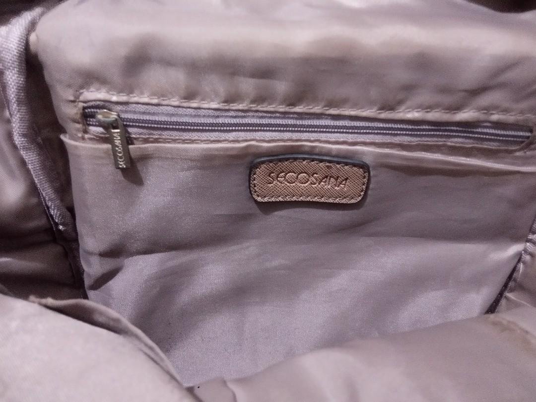 Authentic Secosana Leather Backpack- Brown, Women's Fashion, Bags ...